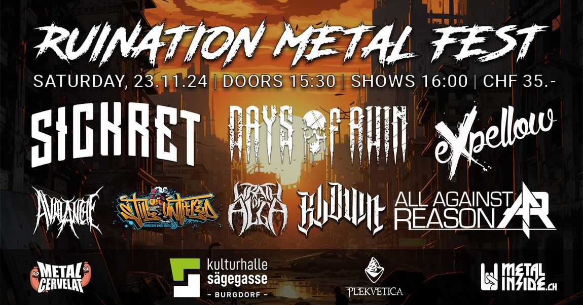 Ruination Metal Fest Vol. 2 - Avalanche, Expellow, Days of Ruin u.m. ϟ ...